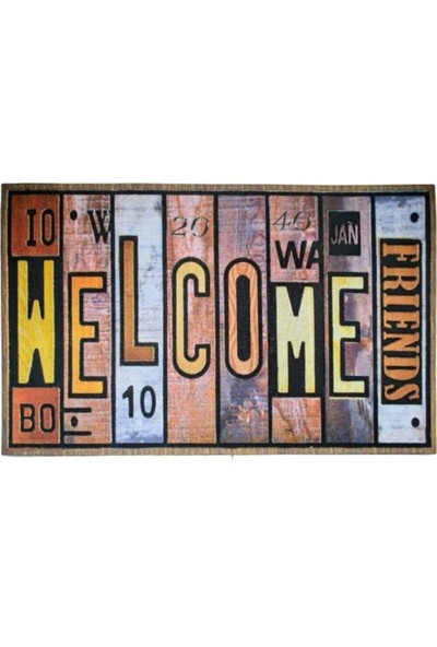 Giz Home Mozaik Kauçuk Kapı Paspası Nem Alıcı Dış Mekan Kapı Girişi Halısı 8857-02 Welcome Kapı Önü Paspası
