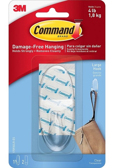3m 17093 Command Şeffaf Büyük Askı