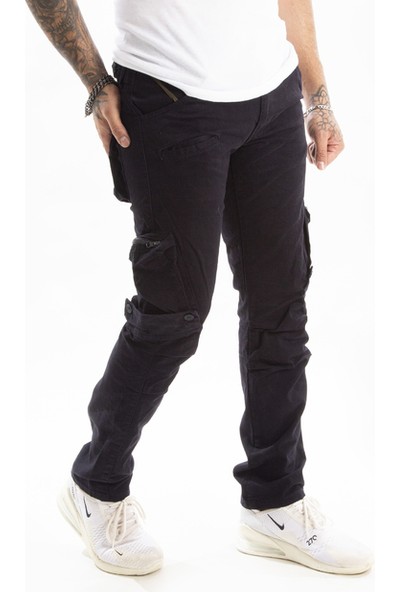 Deepsea Lacivert Dar Kesim Cepleri Ters-Fermuarlı Erkek Kargo Pantolon 1611193-008 Deepsea Lacivert Dar Kesim Cepleri Ters-Fermuarlı Erkek Kargo Pantolon 1611193-008