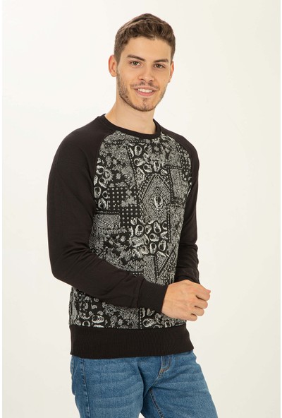 Corazzo Baskılı Bisiklet Yaka Sweetshirt