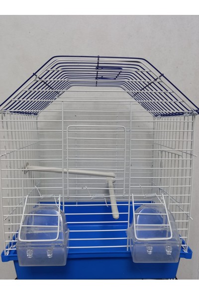Koza Kafes Çift Kapılı Kesik Çatılı Mavi - Beyaz 29 x 36 x 20 cm Koza Kafes Çift Kapılı Kesik Çatılı Mavi - Beyaz 29 x 36 x 20 cm