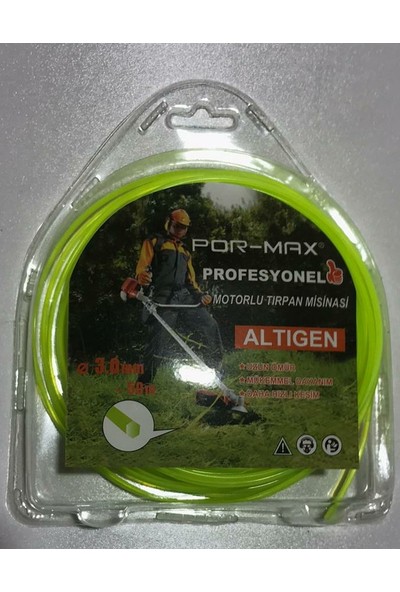 Por-Max Mmotorlu Tırpan Misinası 50MT Altıgen 3 mm Silikonlu Plastik Por-Max Mmotorlu Tırpan Misinası 50MT Altıgen 3 mm Silikonlu Plastik
