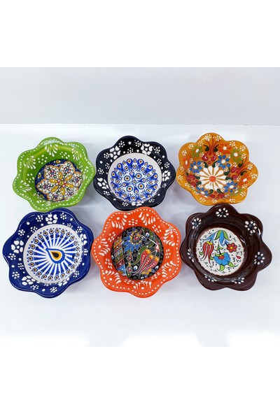 Magrib El Yapımı Iznik Çinisi Rengarenk 6lı Dekoratif Kase Magrib El Yapımı Iznik Çinisi Rengarenk 6lı Dekoratif Kase