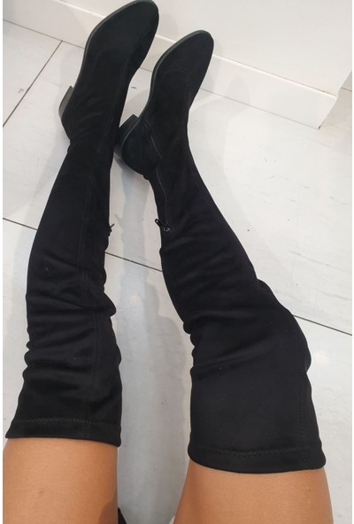 Topukla Kadın Süet Diz Üstü Çizme 059 30 Topukla Kadın Süet Diz Üstü Çizme 059 30