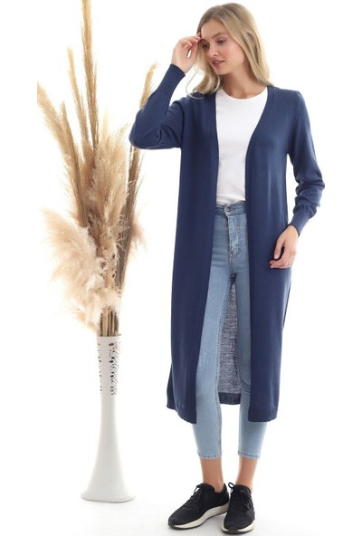 Kasheha Kadın Lacivert Mevsimlik Uzun Kollu Salaş Triko Uzun Hırka - KAD3325506 Kasheha Kadın Lacivert Mevsimlik Uzun Kollu Salaş Triko Uzun Hırka - KAD3325506