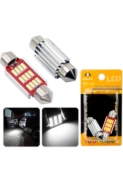 Waxen Sofit Plaka Bagaj Tavan Iç Aydınlatma Ampulü Canbus 39MM 12 LED C5W 6500K Beyaz Güçlü Işık Waxen Sofit Plaka Bagaj Tavan Iç Aydınlatma Ampulü Canbus 39MM 12 LED C5W 6500K Beyaz Güçlü Işık