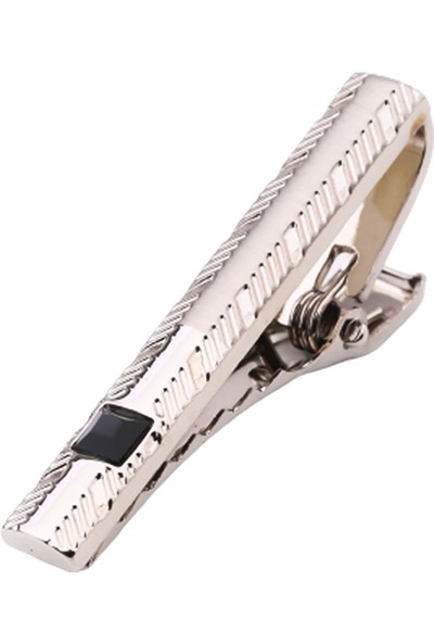 Kravatkolik Gümüş Renk Yarı Mat Gri Siyah Taşlı Kravat Iğnesi Kravatkolik Gümüş Renk Yarı Mat Gri Siyah Taşlı Kravat Iğnesi