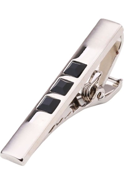 Kravatkolik Gümüş Renk Üç Siyah Taşlı Kravat Iğnesi Kravatkolik Gümüş Renk Üç Siyah Taşlı Kravat Iğnesi