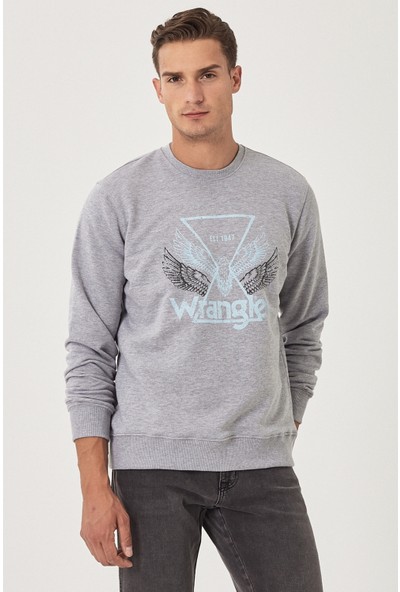 Wrangler Regular Fit Bol Kesim Koton Grafik Desenli Spor Sweatshirt