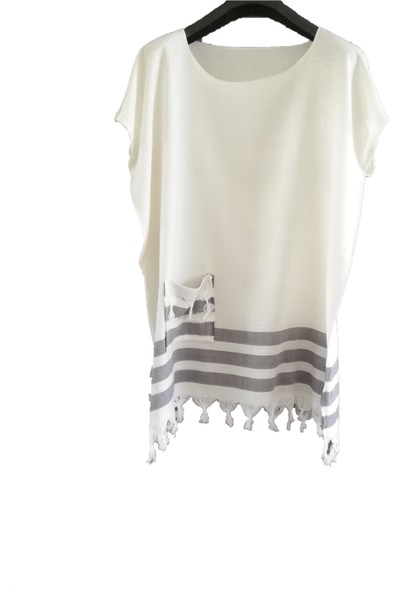 Noyinn Kadın Beyaz Peştamal Bambu Pamuk Dokuma Plaj Giyim