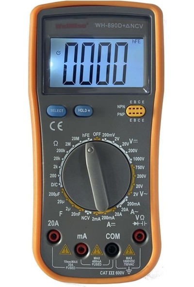 Wellhise Wh 890D+ Ncv Işıklı Dijital Multimetre Ölçü Aleti Wellhise Wh 890D+ Ncv Işıklı Dijital Multimetre Ölçü Aleti