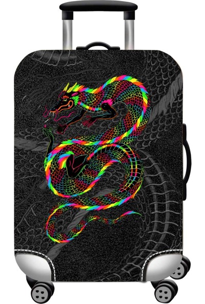 New Timoty Unisex Yılan Baskılı Luggage Cover Valiz Kılıfı Büyük Boy
