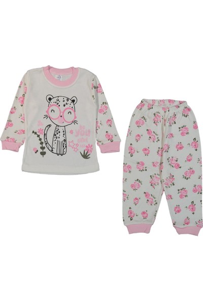 Gözlüklü Kedi Bebe Boy Kız Pijama Takımı