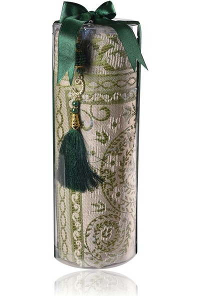 Silindir Kutu Pamuk Seccade & Inci Tespih Yeşil 24. 5 x 8 cm Silindir Kutu Pamuk Seccade & Inci Tespih Yeşil 24. 5 x 8 cm