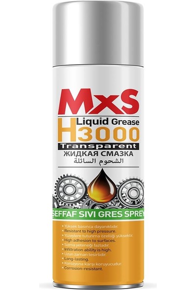 Mxs H3000 Şeffaf Sıvı Gres Sprey 400 ml Mxs H3000 Şeffaf Sıvı Gres Sprey 400 ml