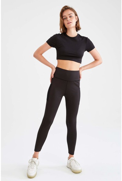 DeFacto Defacto Fit Slim Fit Yüksek Bel Cep Detaylı Toparlayıcı Spor Tayt U1744AZ21AU