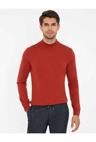 Pierre Cardin Kiremit Slim Fit Yarım Balıkçı Yaka Basic Triko Kazak 50237780-VR031 Pierre Cardin Kiremit Slim Fit Yarım Balıkçı Yaka Basic Triko Kazak 50237780-VR031