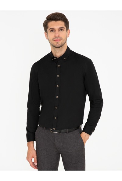 Pierre Cardin Siyah Regular Fit Gömlek 50238821-VR046