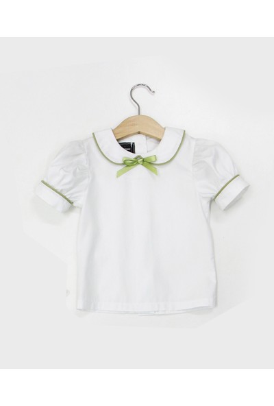Sumeyye's Kız Çocuk Okul Gömleği Bebe Yaka Balon Kol Biyeli Bluz - 588
