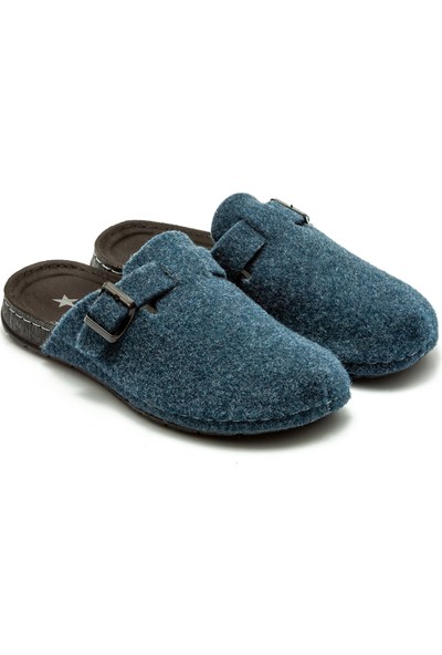 Twigy Lacivert Tokalı Keçe Ev Terliği