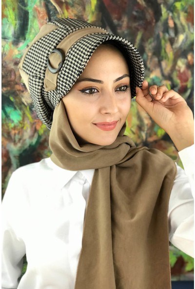 Yoisho Store Kahverengi Desenli Tesettür Şapka