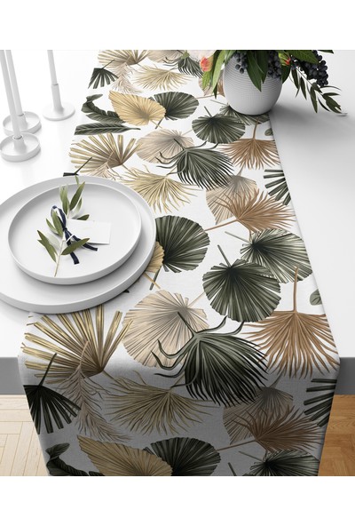 Bk Home Dekor Modern Soft Yaprak Desenli 40*140 cm Düz Dikişli Süet Runner Bk Home Dekor Modern Soft Yaprak Desenli 40*140 cm Düz Dikişli Süet Runner