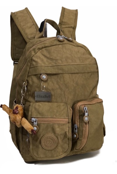 ElizaBell Açık Kahve Renk Kadın Sırt Çantası Orta Boy Kırınkıl Kumaş Ebat 34CM30CM ElizaBell Açık Kahve Renk Kadın Sırt Çantası Orta Boy Kırınkıl Kumaş Ebat 34CM30CM
