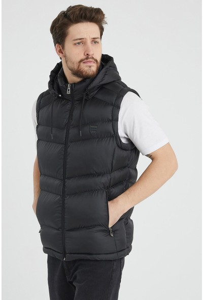 Danger Kapüşonlu Şişme Yelek Siyah Danger Kapüşonlu Şişme Yelek Siyah