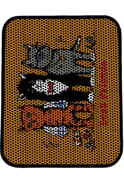 Eryatex Renkli Desenli Elekli Kedi Tuvaleti Önü Kum Paspası Kum Toprak Toparlayıcı Kedi Kumu Paspası