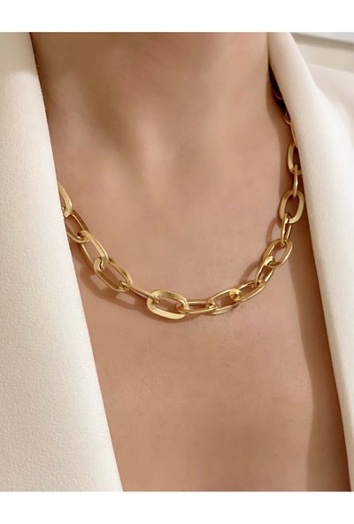 FullControl Cosibella Kadın Altın Gold Kaplama Kalın Zincir Kolye