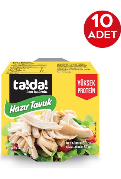 Tada Ta!da! Hazır Tavuk Konservesi 80 gr - 10 Adet Tada Ta!da! Hazır Tavuk Konservesi 80 gr - 10 Adet
