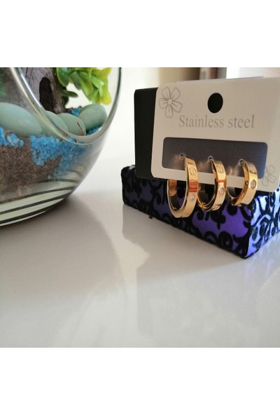 Gena Moda Gold Renkli Cartıer Çelik Küpe Gena Moda Gold Renkli Cartıer Çelik Küpe