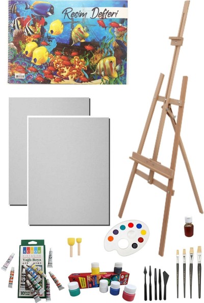 Art Picasso Yağlı Boya Resim Başlangıç Seti- Şövale, Resim Defteri 35 x 50 cm ve 2 Tuval, Vernik, Şövale Art Picasso Yağlı Boya Resim Başlangıç Seti- Şövale, Resim Defteri 35 x 50 cm ve 2 Tuval, Vernik, Şövale