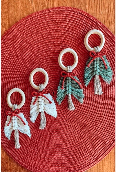 E-Sanat Evi 12 Adet Makrome Çam Ağacı Peçete Yüzüğü