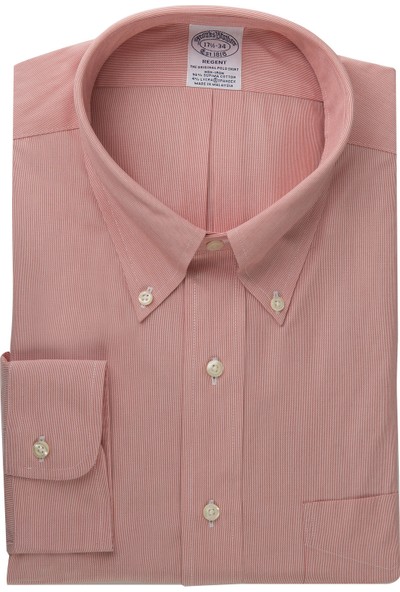 Brooks Brothers Erkek Turuncu Non-Iron Regent Kesim Streçli Klasik Gömlek