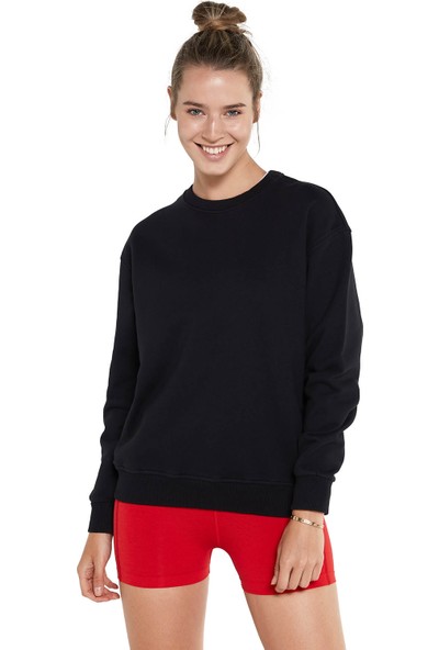 Jerf Lydney Kadın Sıfır Yaka Sweatshirt Siyah