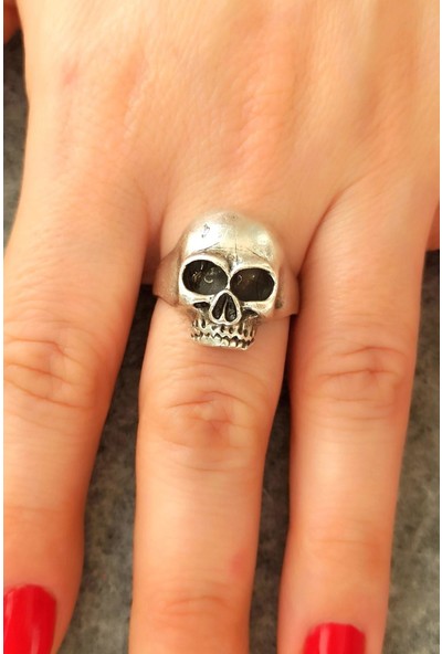 Fildişi Aksesuar Antik Gümüş Kaplama Kurukafa Şekilli El Yapımı Ayarlanabilir Yüzük Fildişi Aksesuar Antik Gümüş Kaplama Kurukafa Şekilli El Yapımı Ayarlanabilir Yüzük