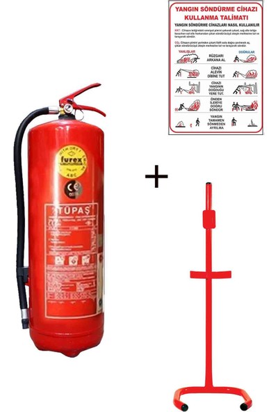 Valentino 6kg Tüpaş Yangın Tüpü,yangın Tüpü Kullanım Talimatı ve C Tipi Sehpa 3lü Set Valentino 6kg Tüpaş Yangın Tüpü,yangın Tüpü Kullanım Talimatı ve C Tipi Sehpa 3lü Set
