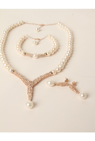 Pearls in Ocean Gold Gerçek Inci Kolye Bileklik Küpe Set Classic Serisi 152 Pearls in Ocean Gold Gerçek Inci Kolye Bileklik Küpe Set Classic Serisi 152