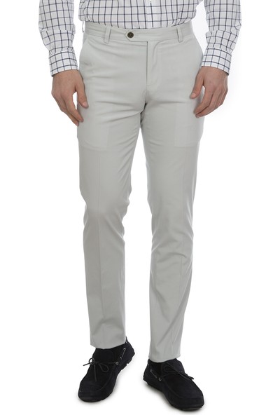 Brooks Brothers Erkek Gri Marco Kesim Supima Pantolon