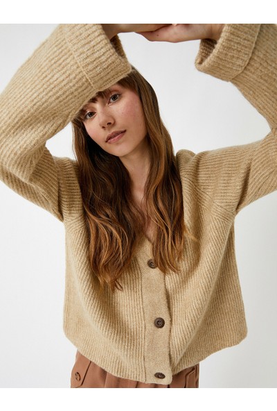 Koton Örme Crop Hırka Dügmeli