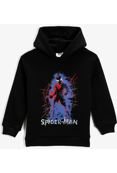 Koton Spider Man Baskılı Sweatshirt Kapüşonlu Uzun Kollu
