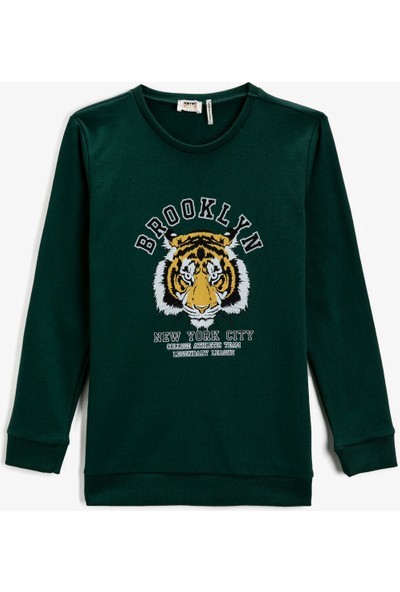Koton Brooklyn Baskılı Sweatshirt Uzun Kollu Bisiklet Yaka