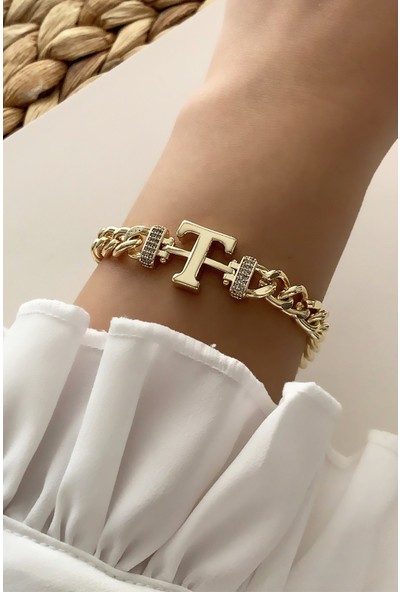 ÇLK Accessories Gold T Harf Bileklik TRBILEK7643 B34003