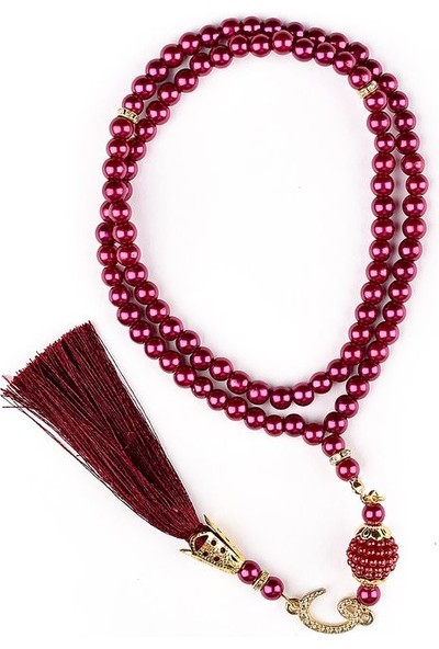 İkra Hac Tasarım Inci Tespih Vavlı Püsküllü Bordo