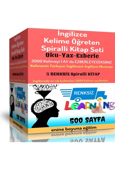 Enine Boyuna Eğitim Ingilizce Kelime Öğreten Spiralli Kitap Seti (5 Süper Renksiz Kitap) Enine Boyuna Eğitim Ingilizce Kelime Öğreten Spiralli Kitap Seti (5 Süper Renksiz Kitap)