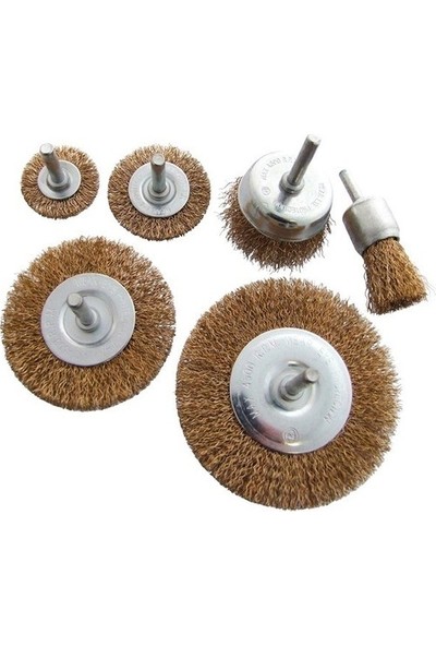 Moonshop 6 Parça Pimli Tel Fırça Seti Matkap Fırça Set