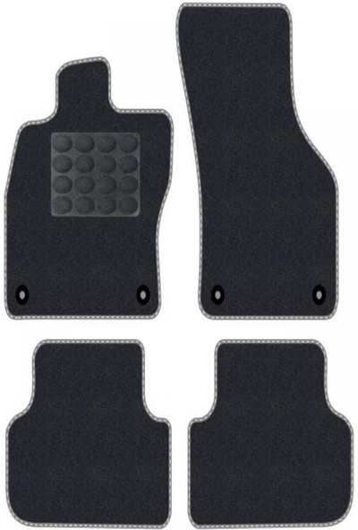 Tegin Kia Rio 2.jenerasyon 2005-2011SIYAH Halı Gri Kenar Elipsler Topuk 2250 gr Paspas