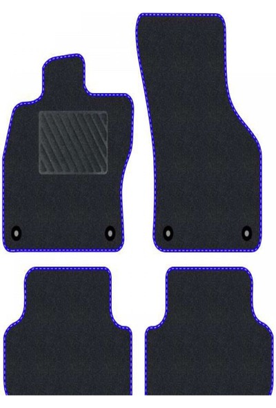 Tegin Bmw X1 F48 2020 ve Sonrası Siyah Halı Mavi Kenar Çapraz Çizgi Topuk 2250 gr Paspas