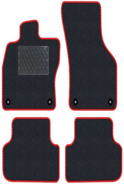 Tegin Citroen C4 Cactus 2014 ve Sonrası Siyah Halı Kırmızı Kenar Baklava Topuk 2250 gr Paspas